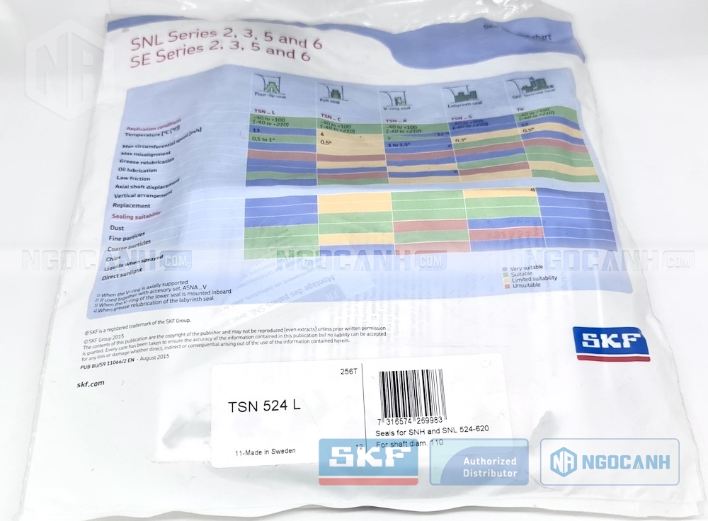 Phớt TSN 524 L chính hãng SKF - Phớt cho gối 2 nửa