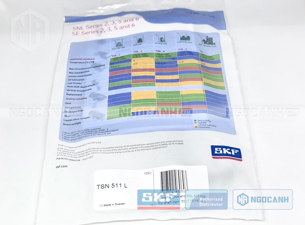 Phớt TSN 511 L chính hãng SKF - Phớt cho gối 2 nửa